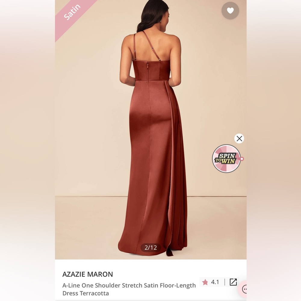 Azazie Satin Terracotta Dress - Gem